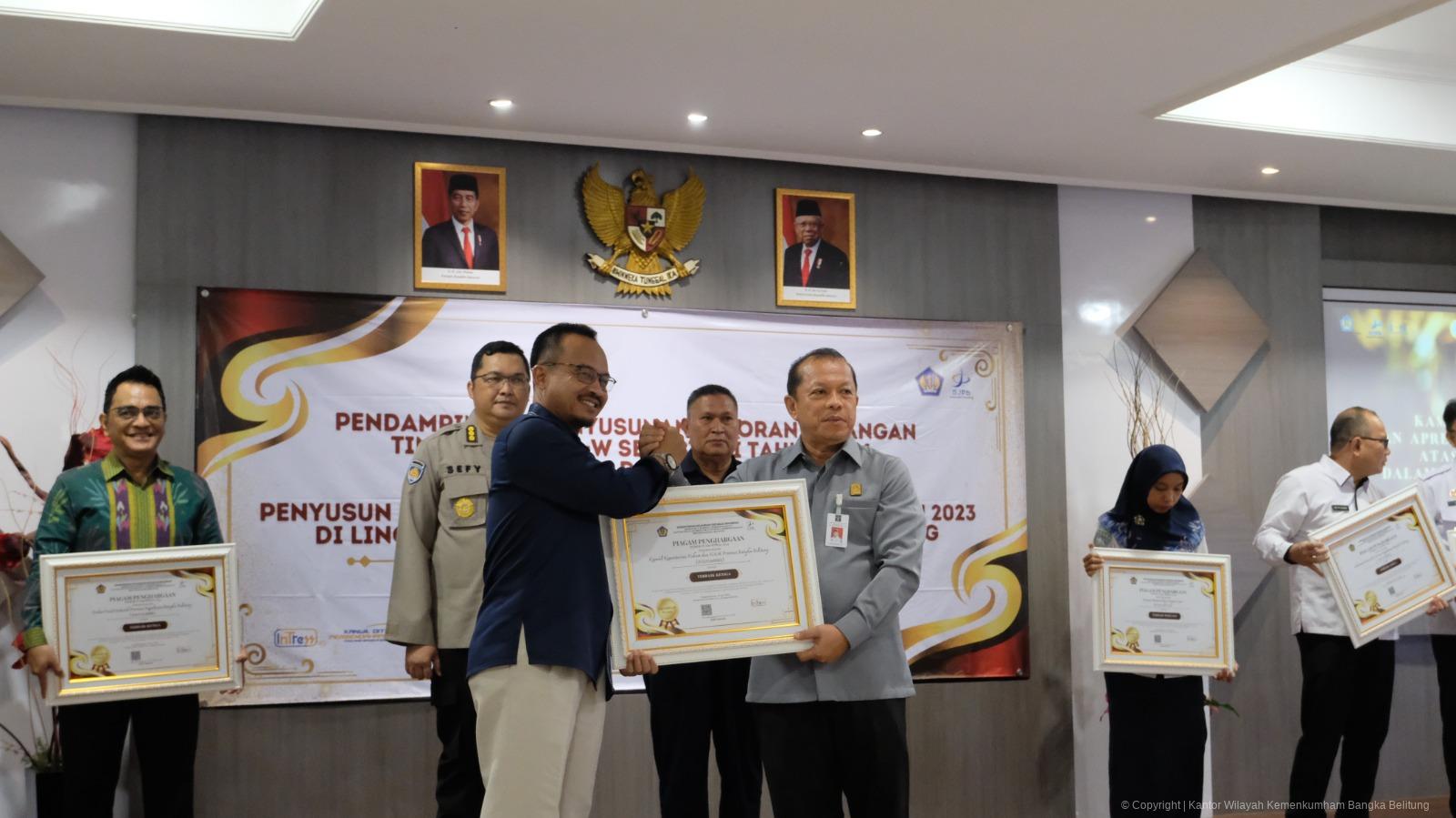 Kemenkumham Babel Sabet 2 Penghargaan dari Kanwil Ditjen Perbendaharaan